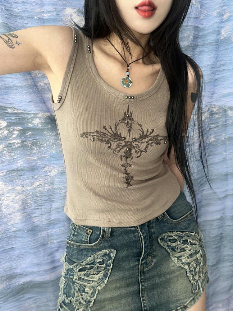 더 핫픽스 징스 포인트 크로스 더 힙 y2k 나시 탑(3color/3-5일 여유주문) - 에이블리