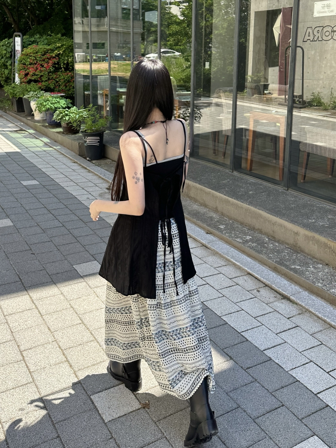 back open strap ops / 백오픈 레이어드 미니 원피스 - 에이블리