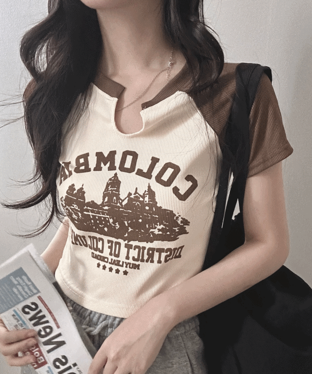 당일🚀 11💕 러블리y2k 콜롬비아 빈티지 나그랑 크롭 반팔 티셔츠 학생 대학생 캠퍼스 직장인 여행 수학여행 졸업 개강 방학 여신 공주 데일리 데이트 증사 졸사 인생