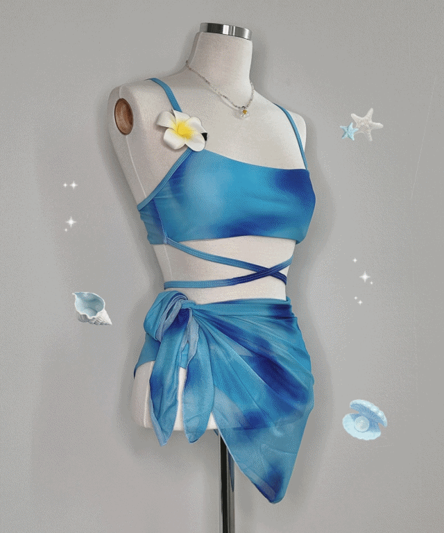 당일🚀 1+1💕 [고퀄/최저가보장/MD pick] 스트랩 커버업 비키니 세트 나 나하늘 (2 COLOR) 나염 모노키니 수영복 비키니 - 에이블리