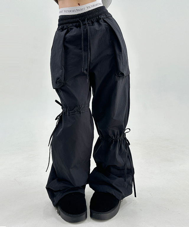 쏘큣♥누빔기모♥2color2way 빅포켓 패딩리본 바지 바람막이바지 누빔팬츠 카고 기모조거팬츠 기모팬츠 와이드팬츠 롱팬츠 와이드바지 겨울바지 기모바지 리본바지 리본