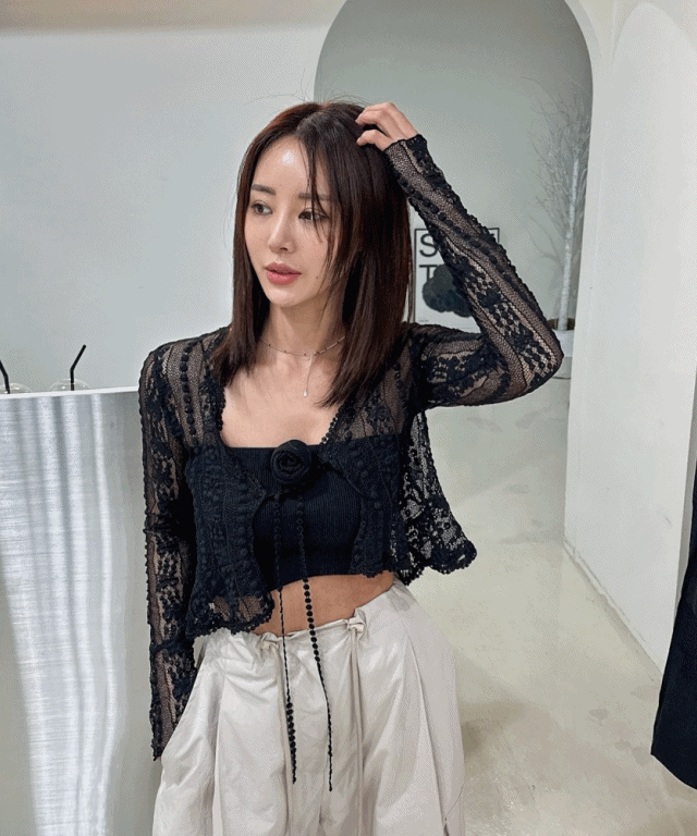 [MD추천/인기] 레이스 시스루 가디건 (2col) - 에이블리