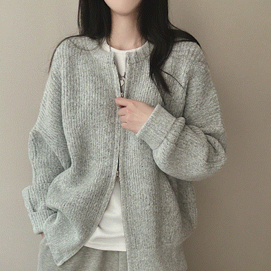 [남녀공용/44-77] 오버핏 투웨이 라운드 니트 집업 7color - 에이블리