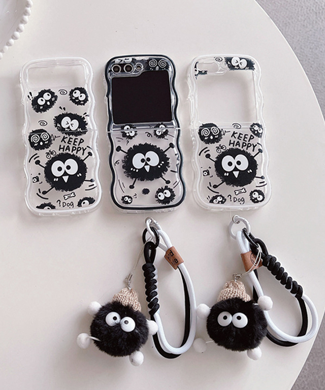 캐릭터 인형 키링 스트랩 캐릭터 물결 웨이브 실리콘 범퍼 갤럭시 Z플립6 Z플립5 Z플립4 Z플립3 제트플립6 제트플립5 제트플립4 지플립6 지플립5 지플립4 귀여운 플립