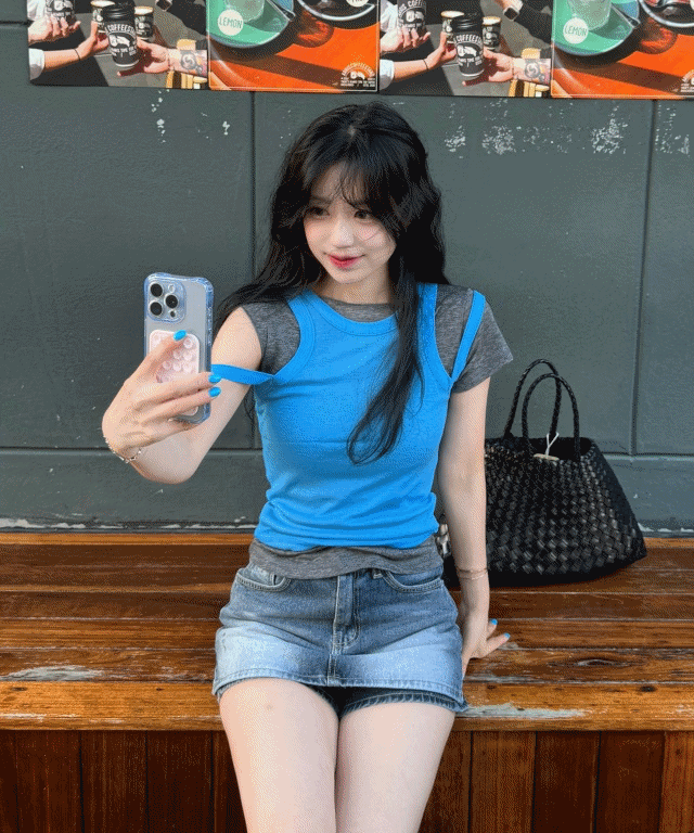 하브 유니크 배색 레이어드t ,4color - 에이블리