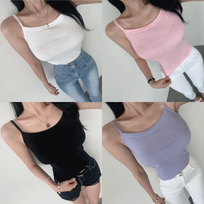 당일(1+1) 5color 국내생산 기본 골지 나시 베이직 이너 민소매 반팔 끈나시 여름 스퀘어 유넥 섹시룩 글램룩 데일리룩 레어이드 - 에이블리