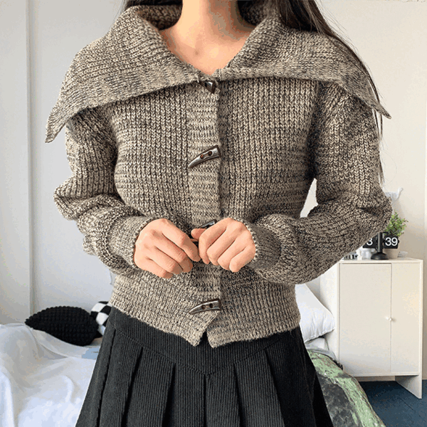 [강추!/y2k/4col] 배드 보카시 투웨이 하이넥 빅카라 떡볶이 가디건 - 에이블리