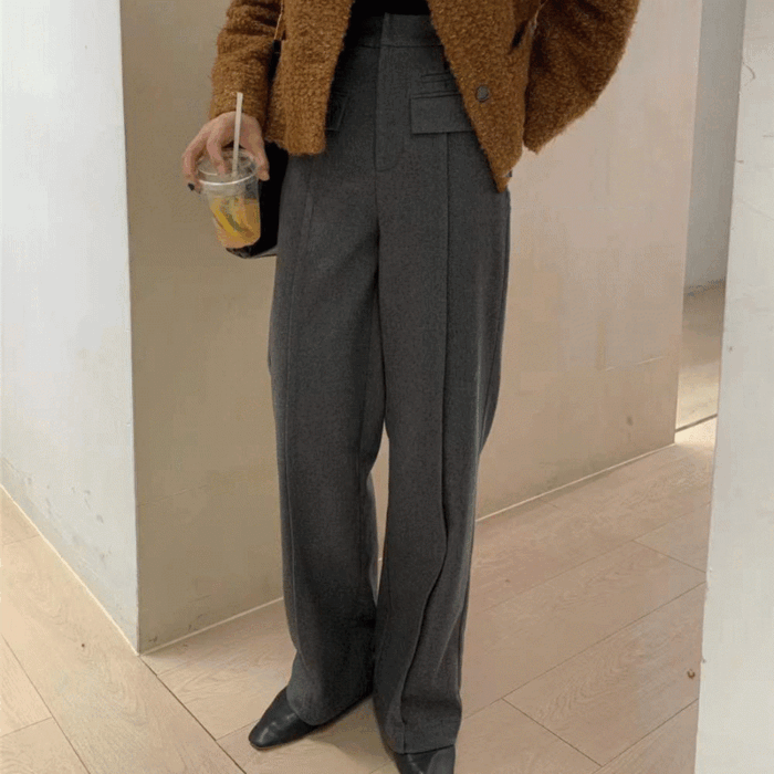 (연말할인‎♡데일리)겨울 스트레이트 모직 팬츠2col - 에이블리