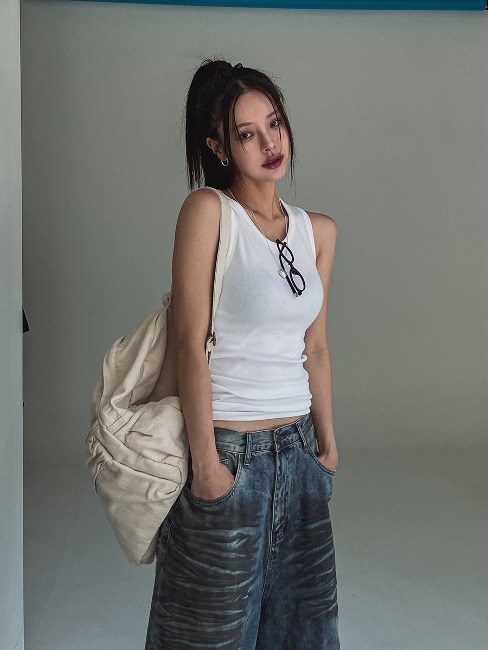 [U-BASIC/1+1] 베이직 U넥 메리야스 골지 나시 (8color) - 에이블리