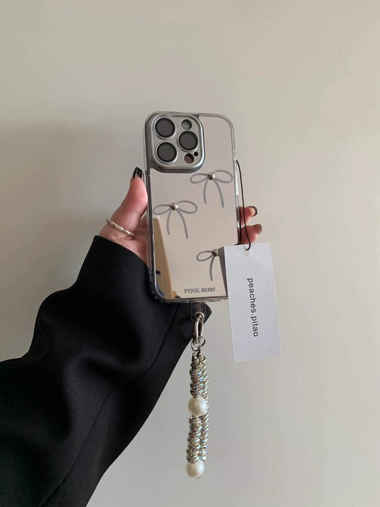 💓미러케이스💓진주스트랩 발레코어 실버알 범퍼케이스 아이폰케이스 유니크 특이한 15프로맥스 14프로맥스 13프로맥스 12프로맥스 귀여운 키치 감성 레트로 에이블리