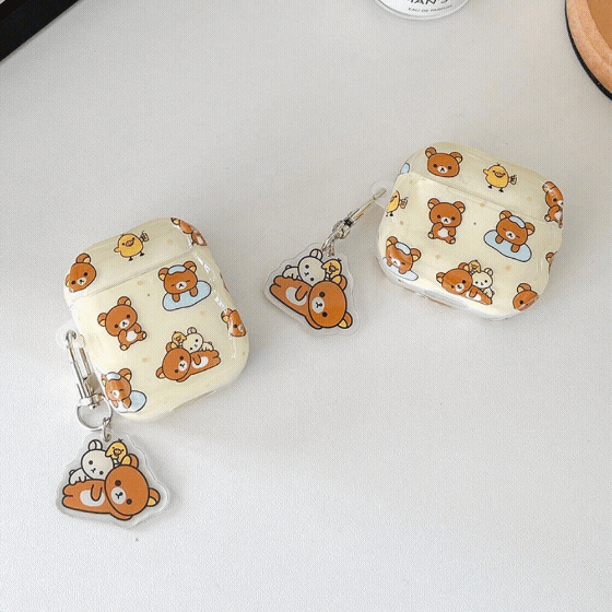 곰돌이키링포함물결에어팟케이스 웨이브케이스 귀여운케이스 키링 곰돌이케이스 생일선물 에어팟1세대 에어팟2세대 에어팟3세대 에어팟프로 에어팟프로2 에어팟4세대 아이폰케이스