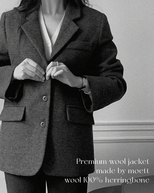 [MOETT] (울100%) 로클 헤링본 울 싱글 자켓 - 에이블리