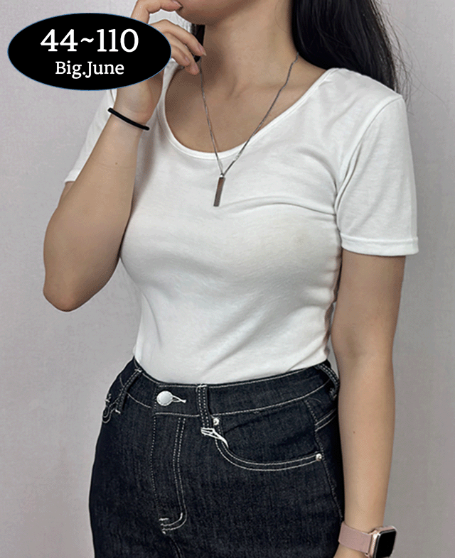 [~110 5xl 고퀄리티 특가 U넥 반팔]🧡체형 커버 여름신상 바캉스 휴가 방학 데일리룩 이너티 간절기 반팔티 스판 쫀쫀 U넥 유넥 빅사이즈 꾸안꾸 티셔츠 반팔티 [207 ...