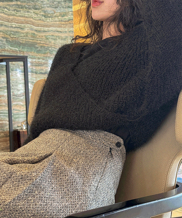 쥬피 브러쉬 랩니트 Black 에이블리