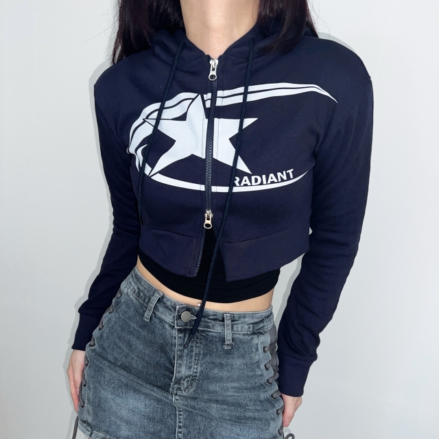 스타링 y2k 크롭후드집업 빈티지 3COLOR - 에이블리