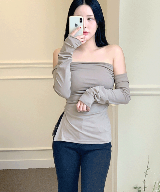 오프숄더 셔링 탑 흘러내림x 에이블리