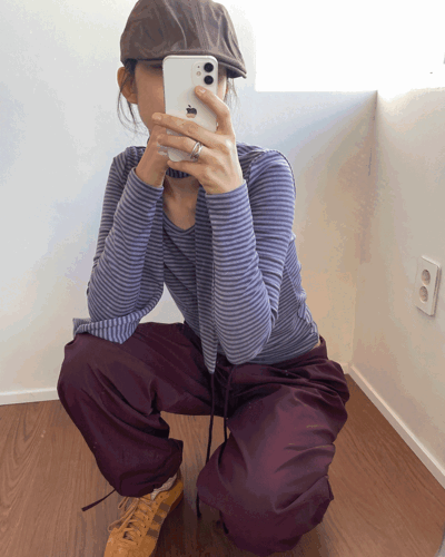 [MD추천/SET]스카프 배색 스트라이프 긴팔t (4color) - 에이블리