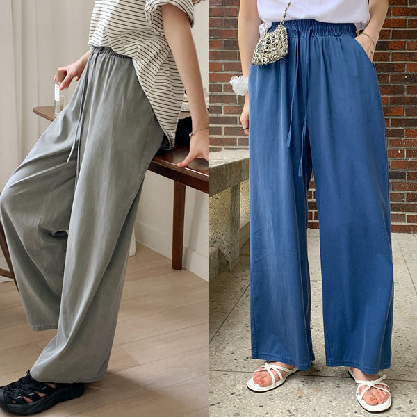 [2size/숏,롱/쿨팬츠♥]아이스쫀쫀와이드밴딩P (숏,롱) - 에이블리