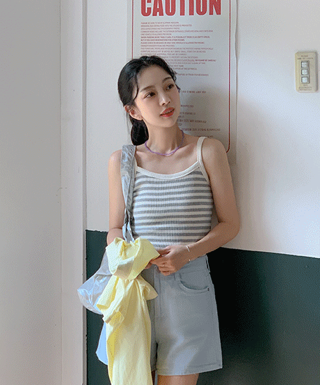 [쫀쫀탄탄💙활용도굿] 데일리 와플 스트라이프 나시 배색나시 단가라 바캉스룩 여행룩 휴가룩 사계절 페스티벌 축제 - 에이블리