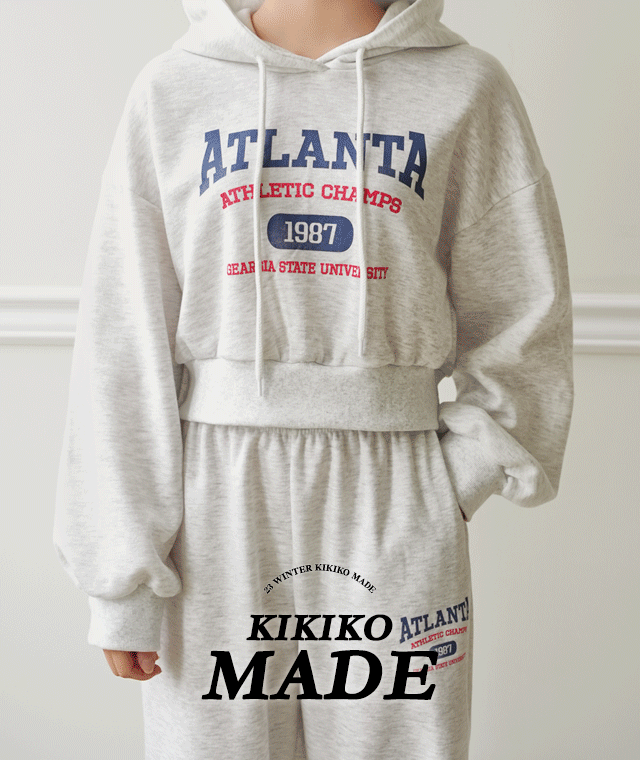 [기모/SET/사이즈선택가능] 아틀란타기모후드세트 3color [키140,150,160 키작녀 레터링 크롭 후드 기모 트레이닝 ...