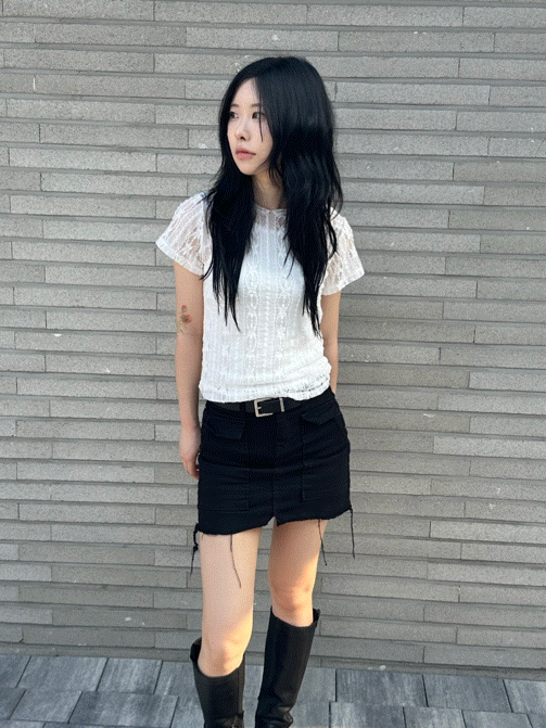 [MD pick📌] 레이스 후디 반팔 T (2color) - 에이블리