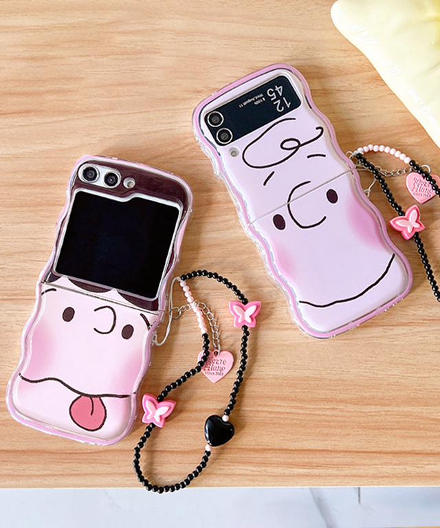 삼성 갤럭시 캐릭터 얼굴 Z플립6 Z플립5 Z플립4 Z플립3 스트랩 귀여운 웨이브 실리콘 범퍼 제트플립6 제트플립5 제트플립4 제트플립3 지플립6 지플립5 지플립4 커플