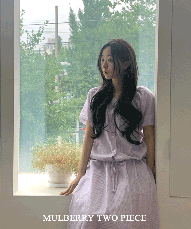 당일발송 | 프렌치무드 시어서커🥨 Mulberry two piece - 에이블리