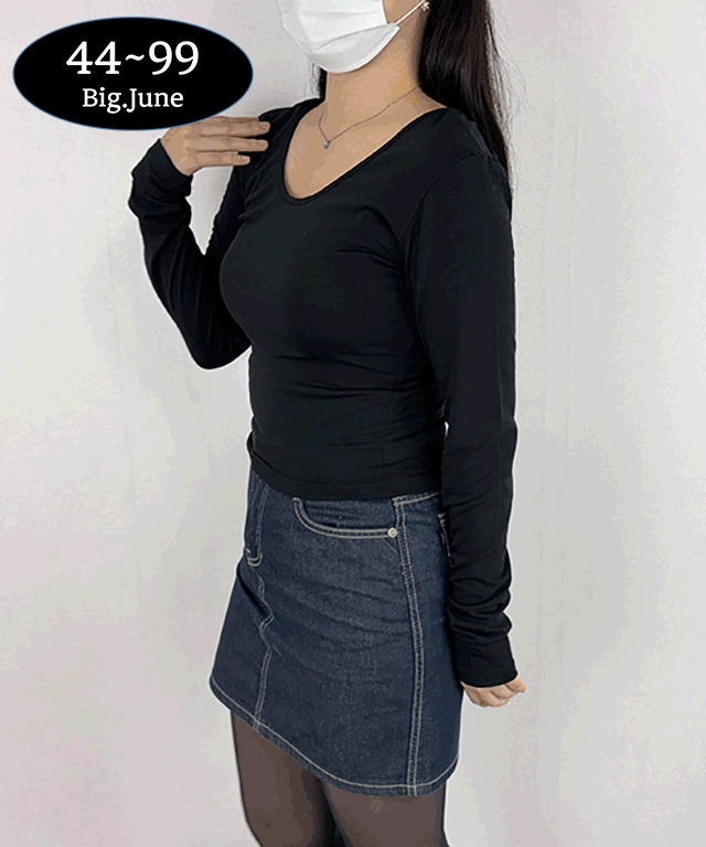 [~110 5XL 기모🔥/섹시글램]U넥 긴팔티🧡빅사이즈 데일리 캐주얼 겨울 가을 봄 신상 코디 레이어드 페미닌 글램 여리 여리핏 데이트룩 기모 긴팔티셔츠[487] - 에이블리