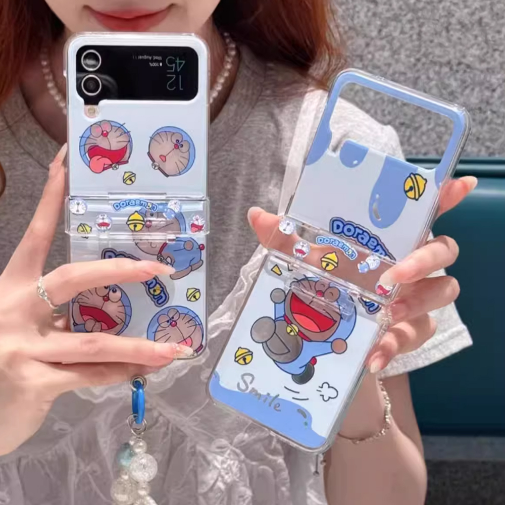 갤럭시 Zflip 제트 플립5 플립4 플립3 캐릭터 파란 너구리 홀로그램 필름 힌지 보호 스트랩 폰케이스 에이블리