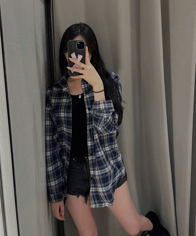 여리핏 꾸안꾸 오버핏 체크남방셔츠 강추템 사계절용 에이블리