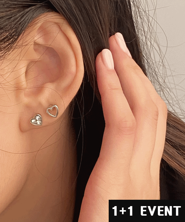 🔥당일출고🔥 S925 1+1 러브 피어싱 링 14K 이너컨츠 투명 귓바퀴 리본 써지컬 피어싱 진주 드롭 은 귀걸이 세트 여름 반팔 선물 우정템 - 에이블리