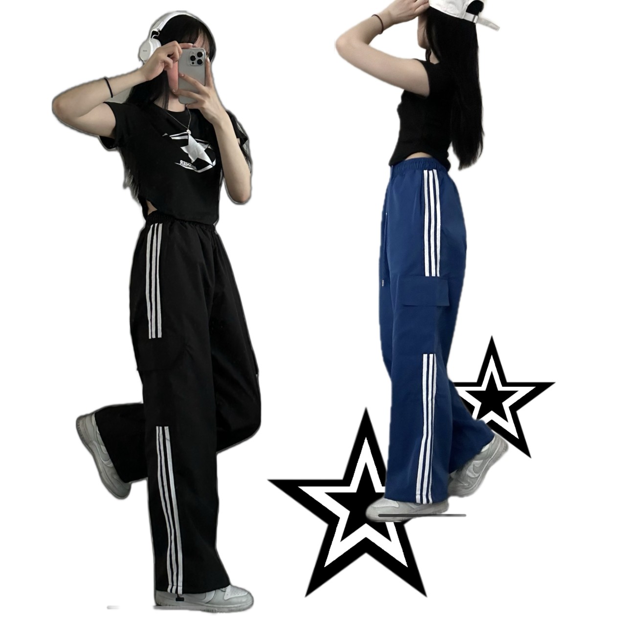 [2col/y2k/스포티/나일론/워터밤/남녀공용/삼디다스/하입보이/트랙/하이웨스트/와이드/조거] 삼디다스투웨이카고팬츠 - 에이블리