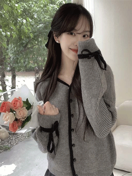 (MD추천/누적1천장) 아이린 리본 스트링 가디건 - 2C - 에이블리