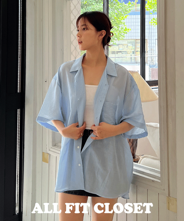 5XL ️크고이쁨 ️올핏 찰랑 쿨 플리츠 셔츠 4color - 에이블리