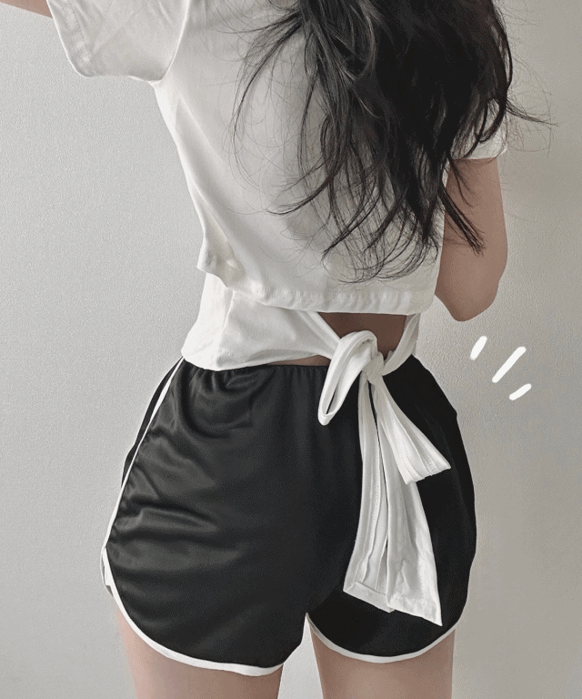 당일🚀 11💕 뒷태포인트꾸안꾸 백 리본 트임 기본 크롭 반팔 티셔츠 학생 대학생 데일리 데이트 캐주얼 캠퍼스 직장인 여행 수학여행 졸업 개강 방학 여신 모리 증사