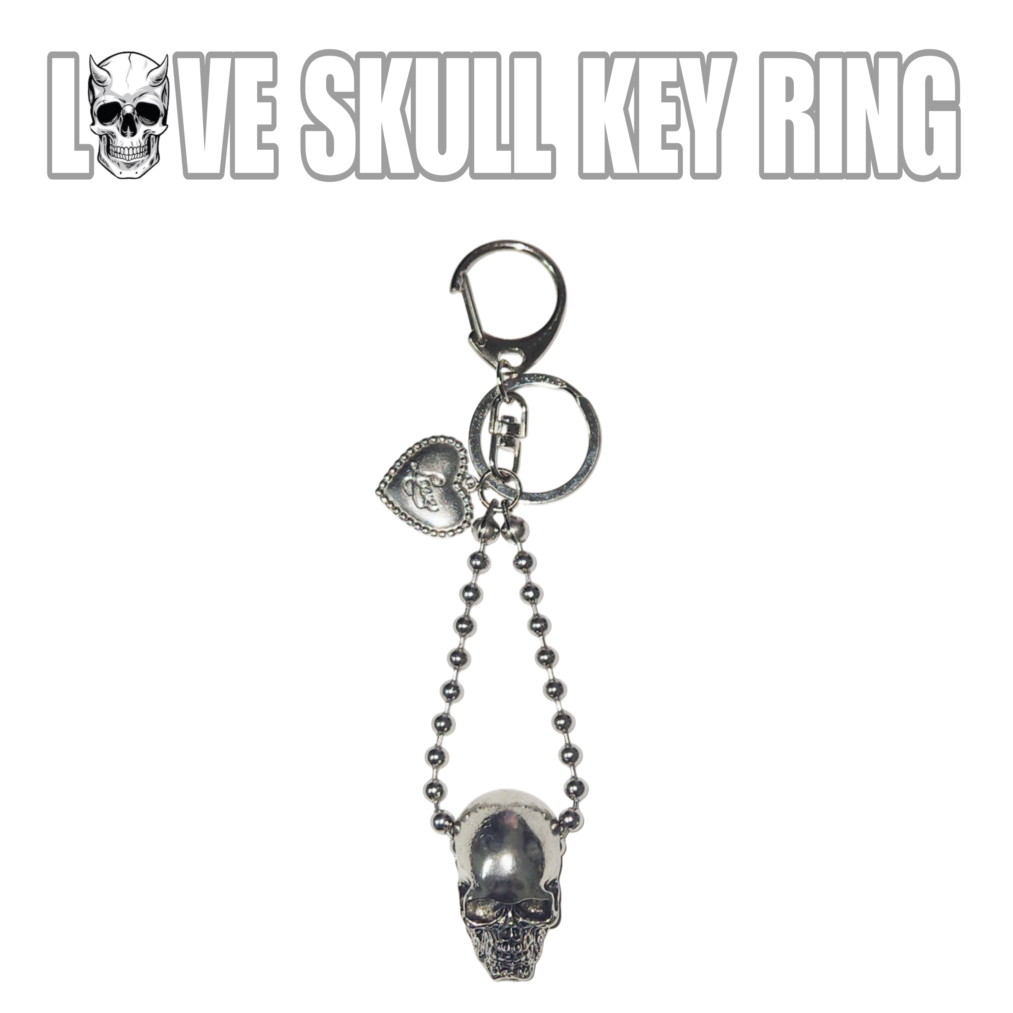 LOVE SKULL KEY RING 러브 해골 키링 - 에이블리