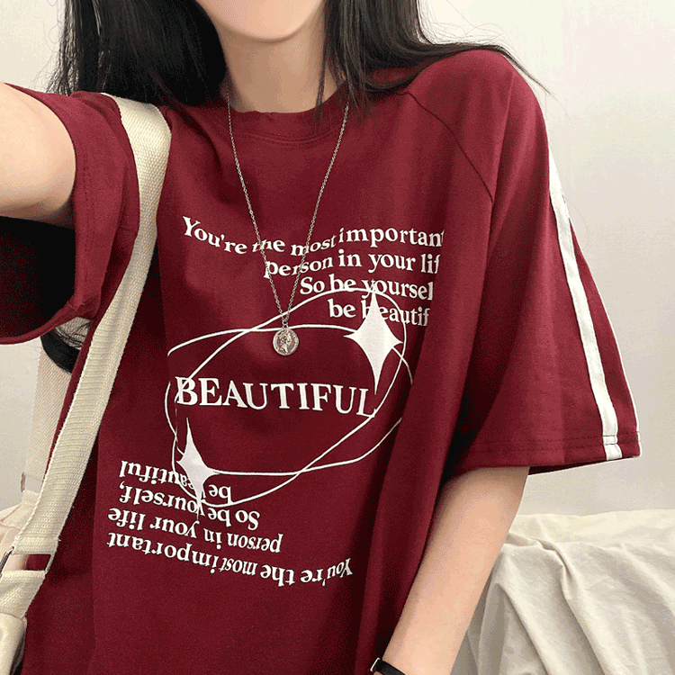 [꾸안꾸/y2k] 미러블링 오버핏 져지 라인 반팔티T 3color - 에이블리