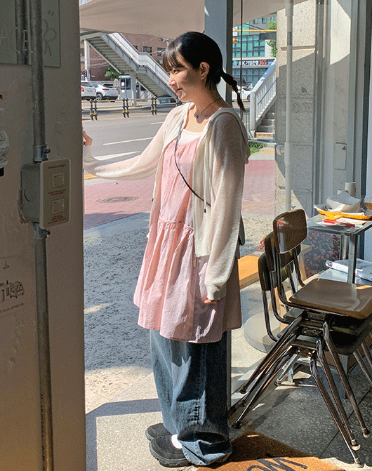 토도야 리본 나일론 레이어드 나시 미디 원피스 3color 에이블리