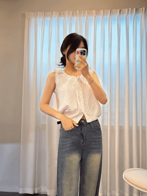 ⛱️ 엔젤 민소매 나시and헤라 데님 팬츠 청바지 9부 단품👌 에이블리