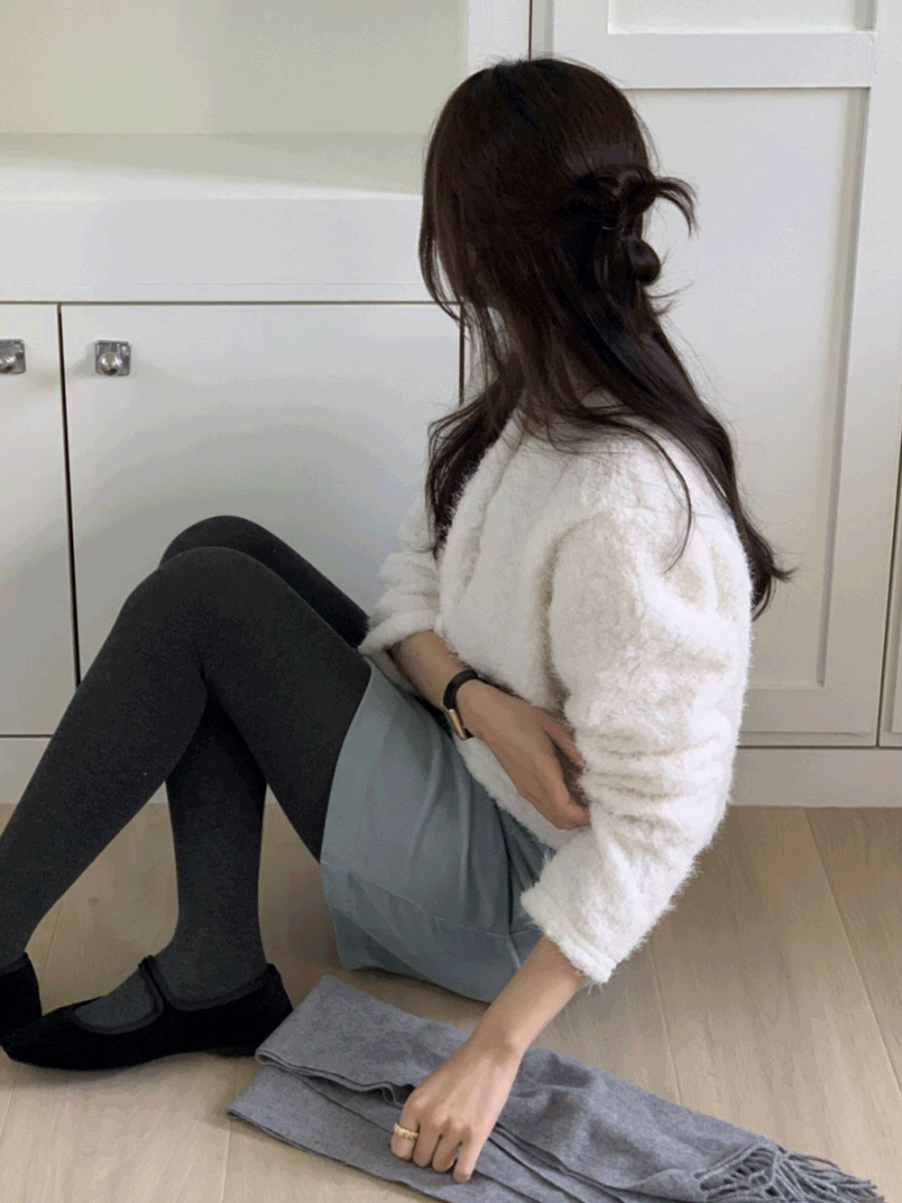 연말룩 눈꽃 부클 가디건 긴팔 ver. (4color) - 에이블리