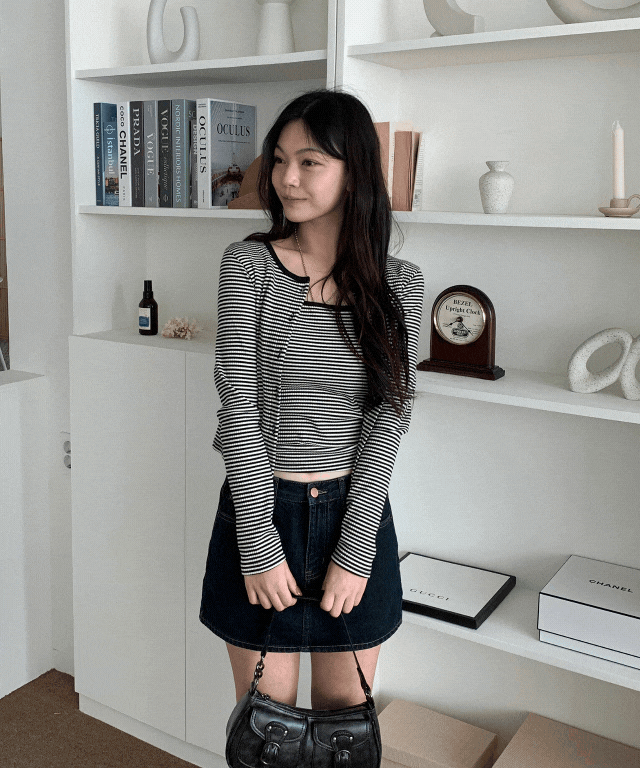 피노 스트라이프 나시 가디건 세트 / 1color - 에이블리