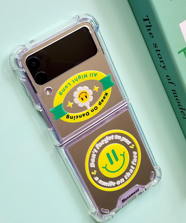갤럭시z플립 3 4 5 6 스마일 스티커 풀미러 케이스 인기 우정템 커플템 생일선물 거울케이스 미러케이스 제트플립5 지플립5 플립4 플립3 풀미러 귀여운 디자인 아이선물 폰