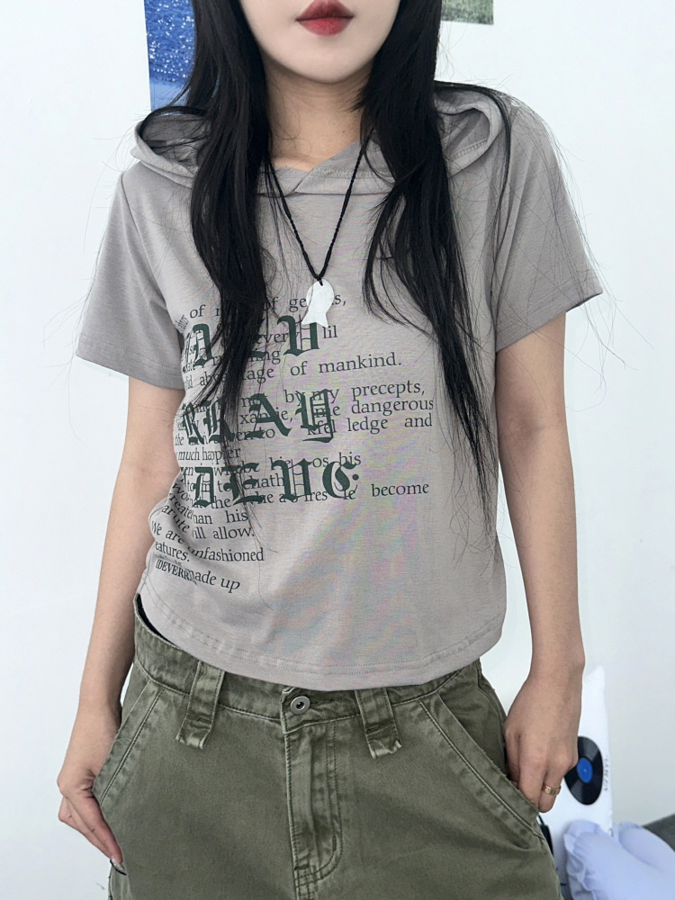 [기획특가]y2k 치카노 딥 레터 포인트 후드 하프 티셔츠(3color) - 에이블리