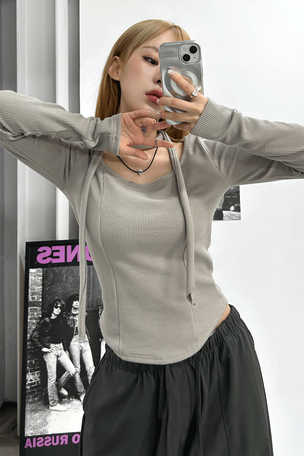[SET] wit round golgi scarf tee (4colors) - 에이블리