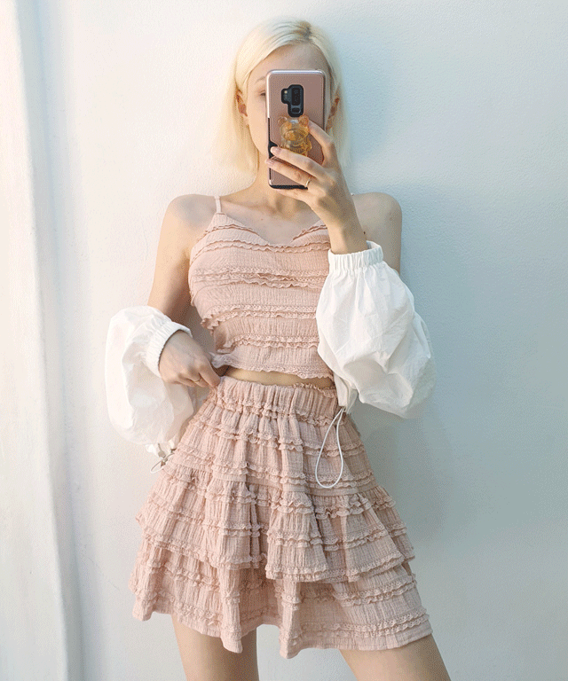 발레코어룩허리잘록 프릴나시캉캉스커트 발레리나스커트 팬츠안감 치마투피스 치마바지 스커트셋업 흠뻑쇼 워터밤 여름 데이트 코디셋업투피스 에이블리