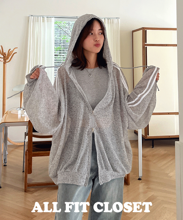 4XL ️크고이쁨 ️투웨이/두줄포인트 후드집업(시스루) 4color - 에이블리