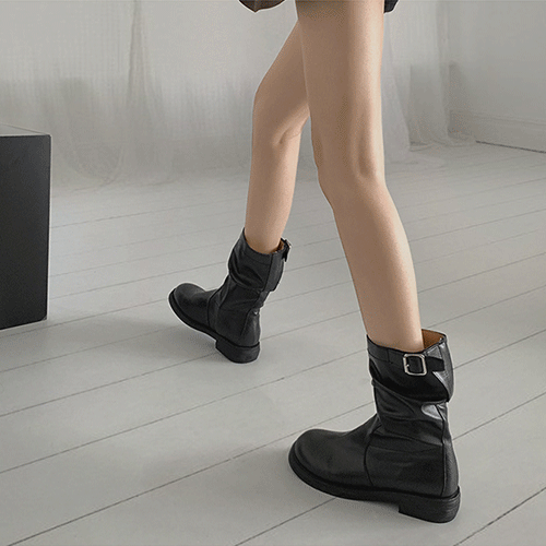 3cm 라운드 벨티드 숏부츠 - 에이블리