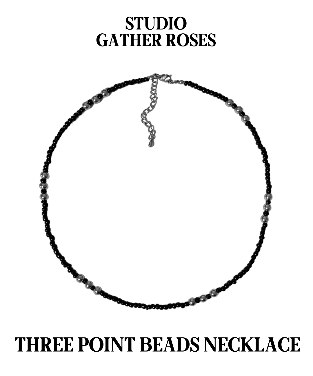 [자체제작] Three Point Beads Necklace 써지컬스틸 비즈 블랙 목걸이 네크리스 - 에이블리
