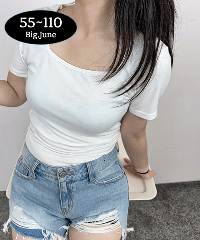 [~110 5xl 고퀄리티 특가 스퀘어넥 반팔]🧡체형 커버 여름신상 바캉스 휴가 방학 데일리룩 이너티 간절기 반팔티 스판 쫀쫀 스퀘어넥 빅사이즈 유니크 꾸안꾸 반팔티 ...