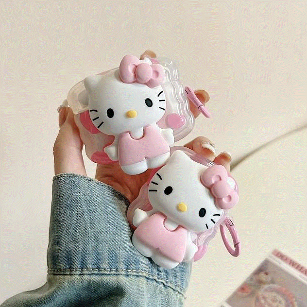 핑크 러블리 고양이 키티 물결 에어팟케이스 커플케이스 우정케이스 생일선물 에어팟1세대 2세대 3세대 프로 프로2 에이블리